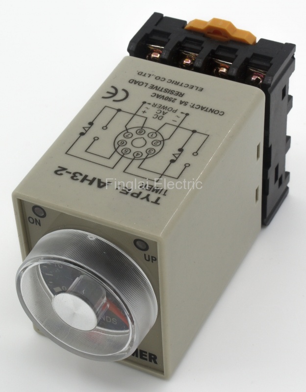 AH3-2 AC 220V 60s on delay DPDT time relay with socket base