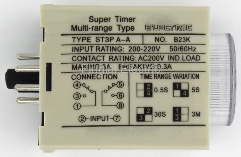 ST3PA-A AC 110V 0.5s/5s/30s/3min on delay time DPDT time relay